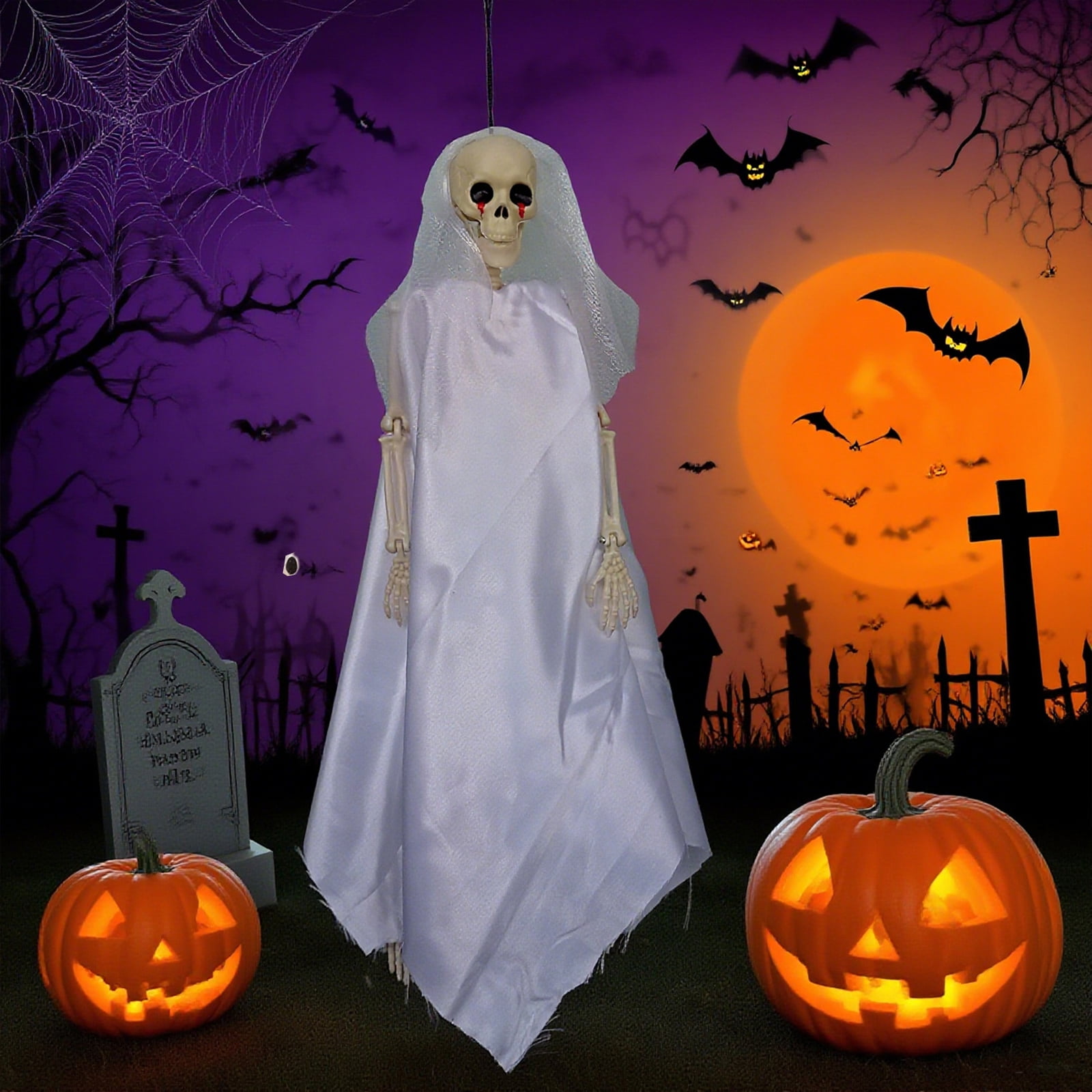 Halloween Skeleton Bride with Veil - Hanging Decoration for Spooky ...