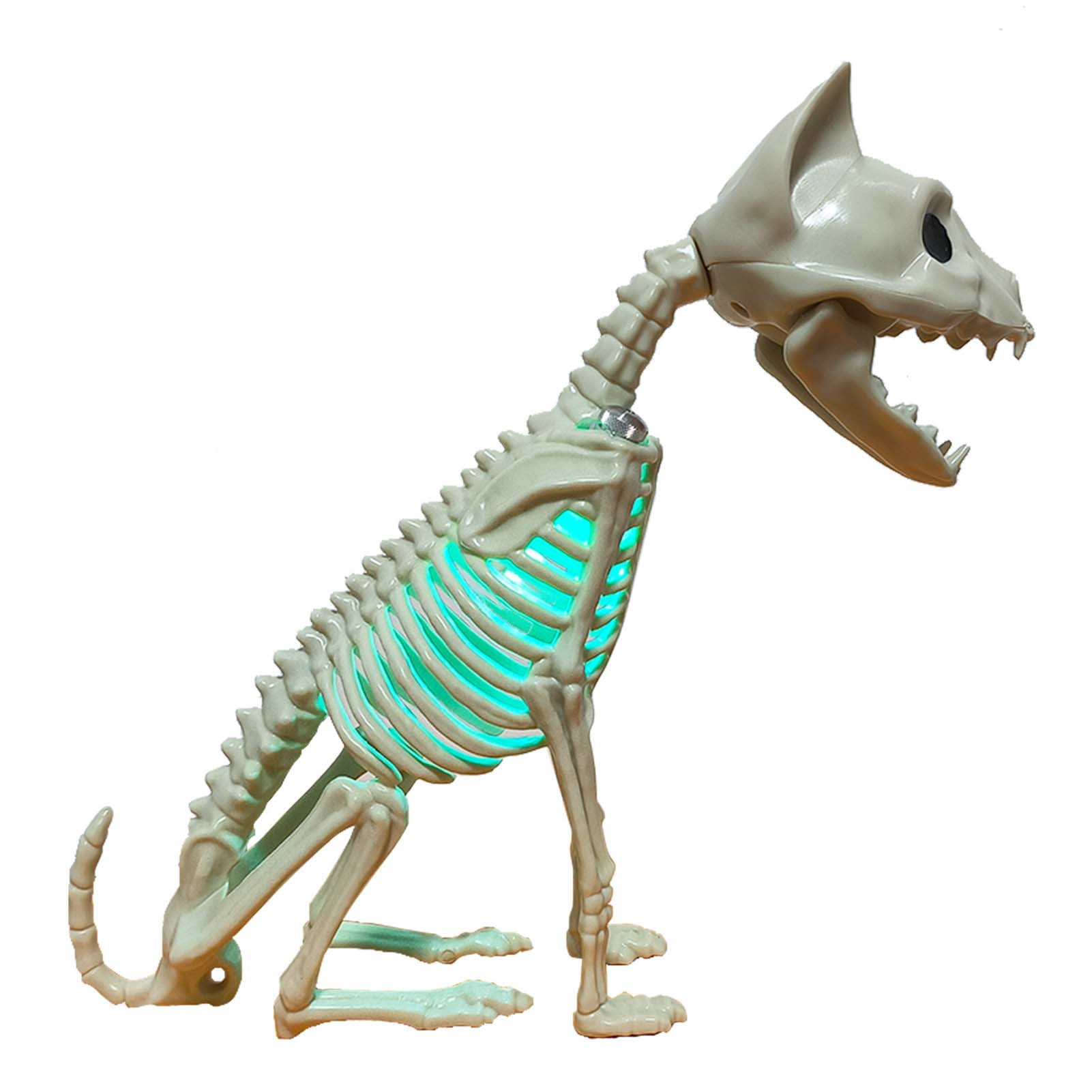Halloween Skeleton Cat Decoration LED Light-up Kitten Bones with ...