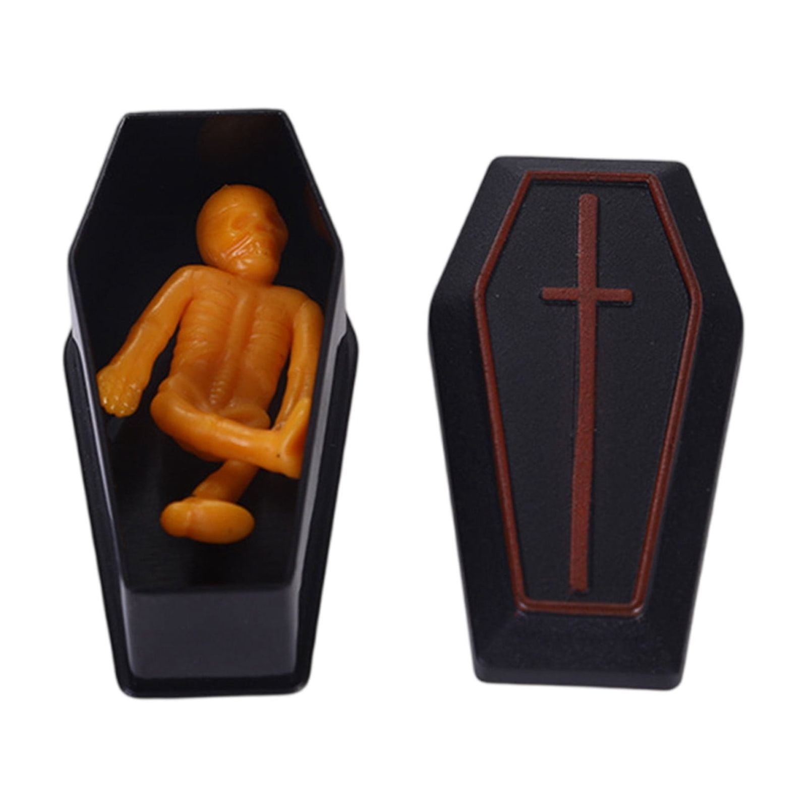 Halloween Skeleton and Coffin Set, Realistic Plastic Skeleton Figure ...