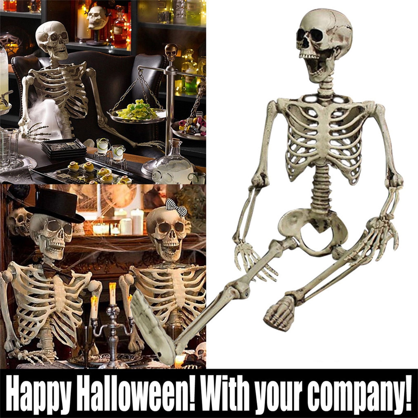 Halloween Skeleton Decoration, 5.5Ft Full Size Posable Plastic Skeleton ...
