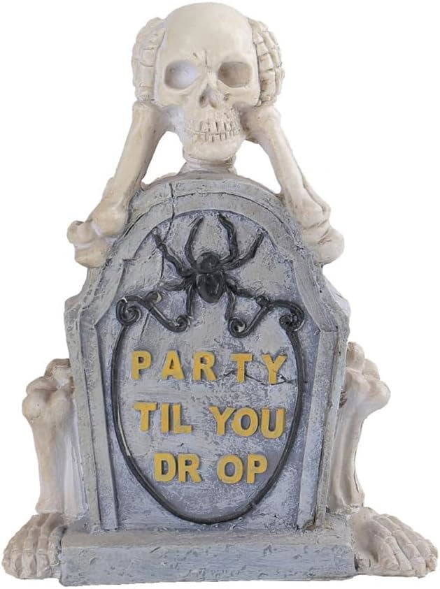 Halloween Skeleton Decoration with Tombstone & Skull - Resin Tabletop ...