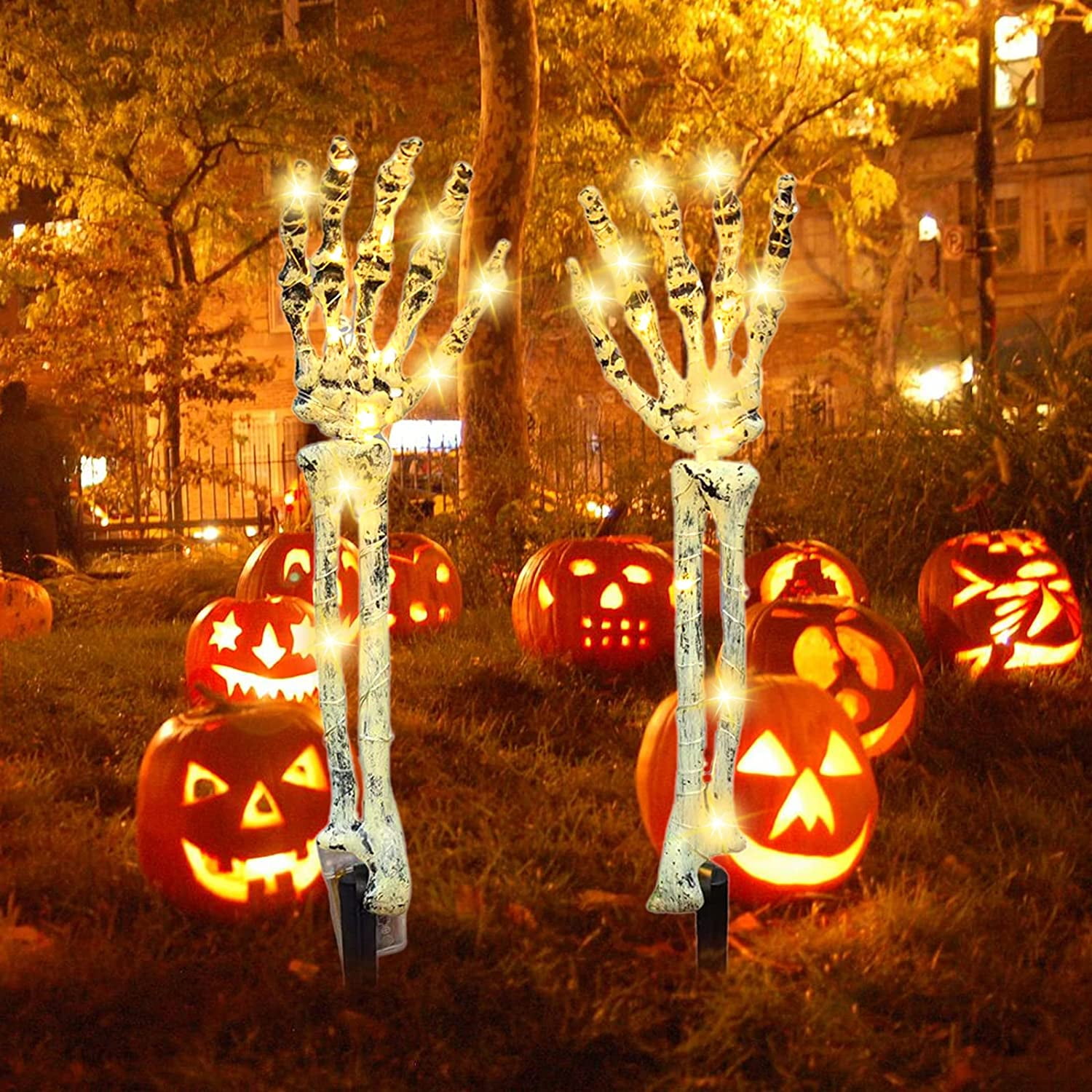 Halloween Skeleton Decorations, 2pcs Battery Powered Skeleton Arm ...