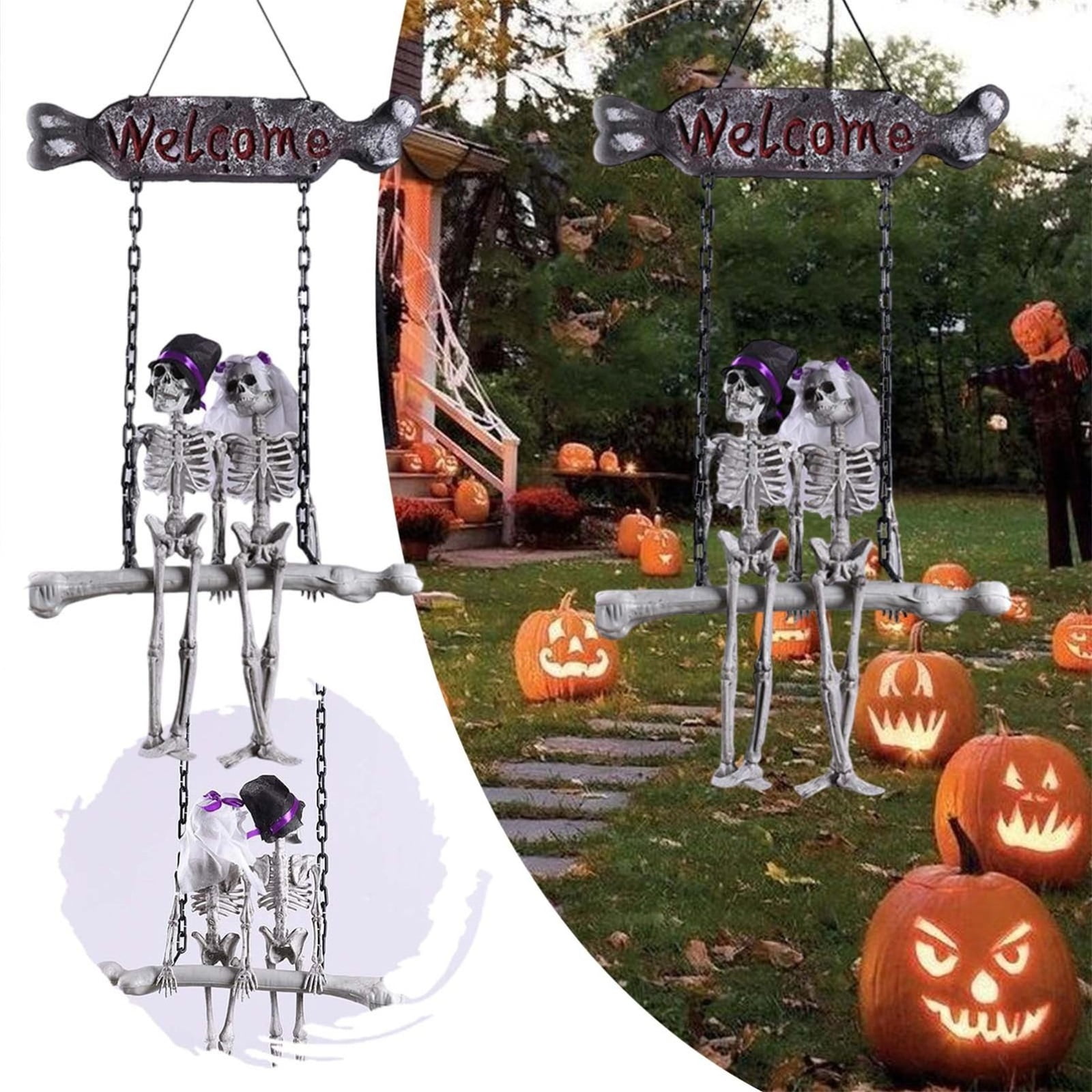 Halloween Skeleton Decorations - Hanging Bride & Groom Skeleton Couple ...
