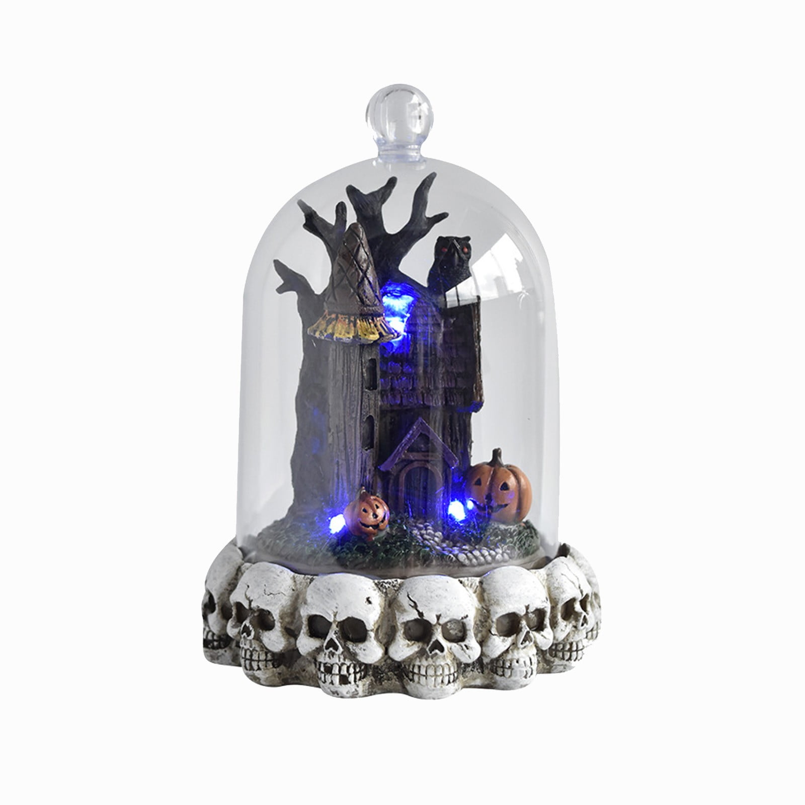 Halloween Skeleton Dome Decoration with LED Lights, Skull Base, Pumpkin ...