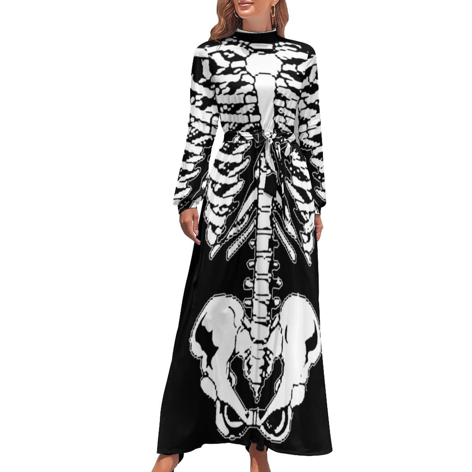 Halloween Skeleton Dress Mexican Holiday Print Aesthetic Boho Beach ...