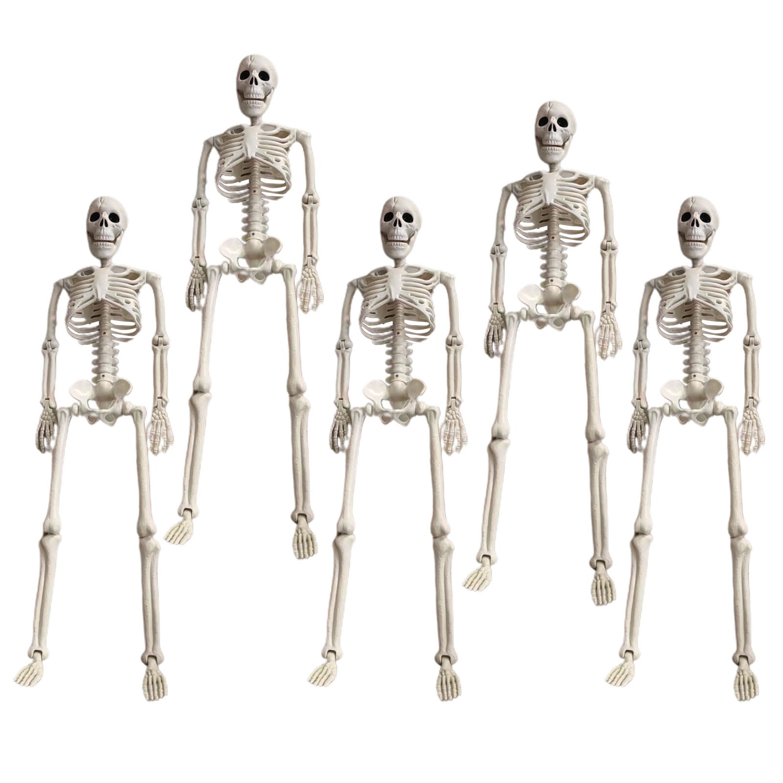 Halloween Skeleton Figurine 5 Pack 16in Full Body Posable Joints Bone ...