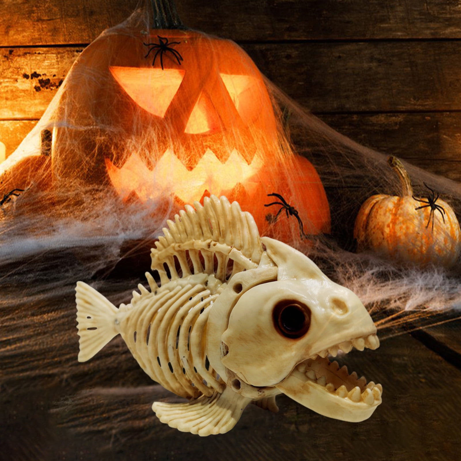 Halloween Skeleton Fish Model Realistic Plastic Carp Skull Bone Art ...