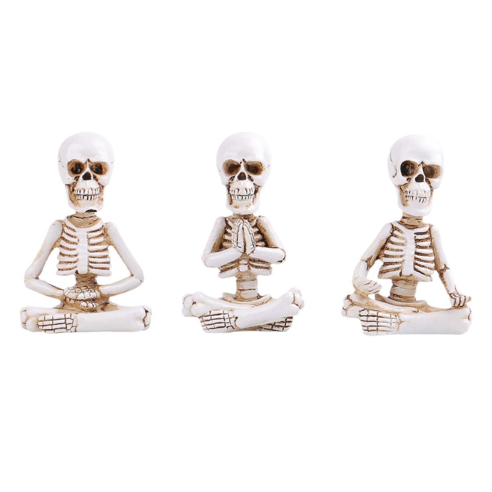 Halloween Skeleton Ghost Resin Ornament Set 3Pcs Scary Decor For Home ...