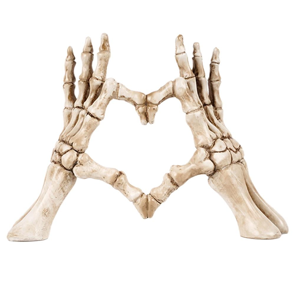 Halloween Skeleton Hand Heart Sculpture Festival Resin Ornaments for ...