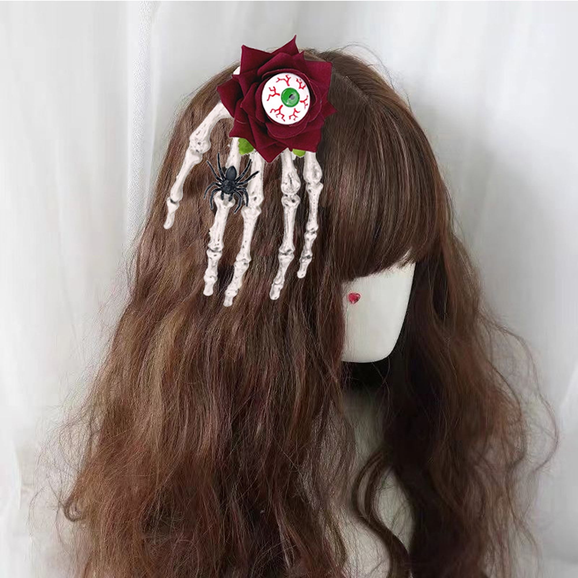 Halloween Skeleton Hands Hair Clips Rose Flower Hair Barrettes Skull ...