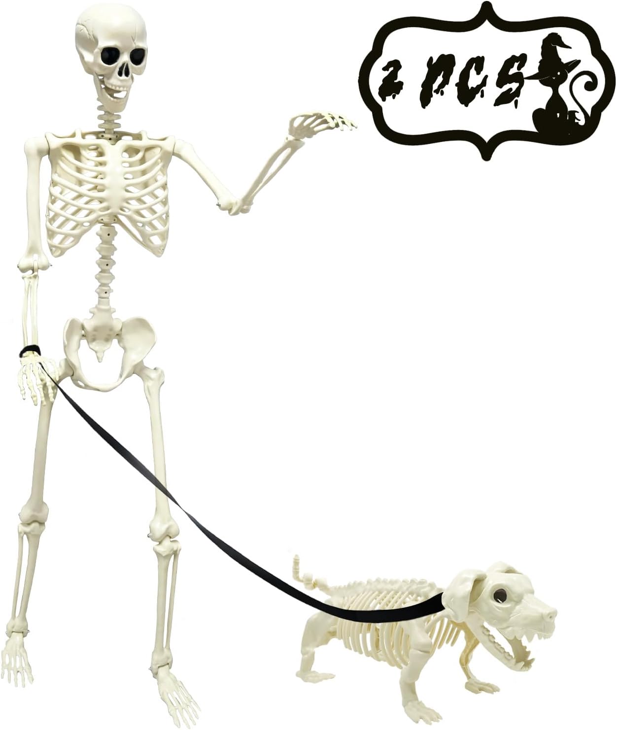 Halloween Skeleton, Life Size Posable Skeleton with Dog Skeleton, Full ...