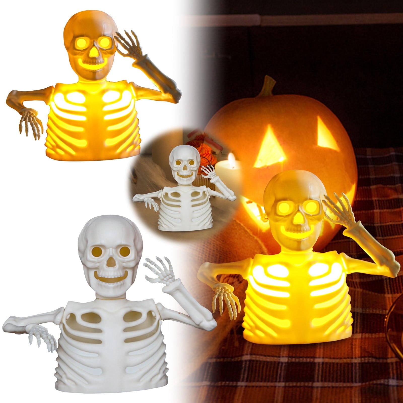 Halloween Skeleton Light Up Desktop Ornament Scary Figurine Party ...