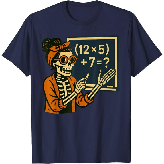 Halloween Skeleton Math Meme Six Seven Teacher T-Shirt - Walmart.com