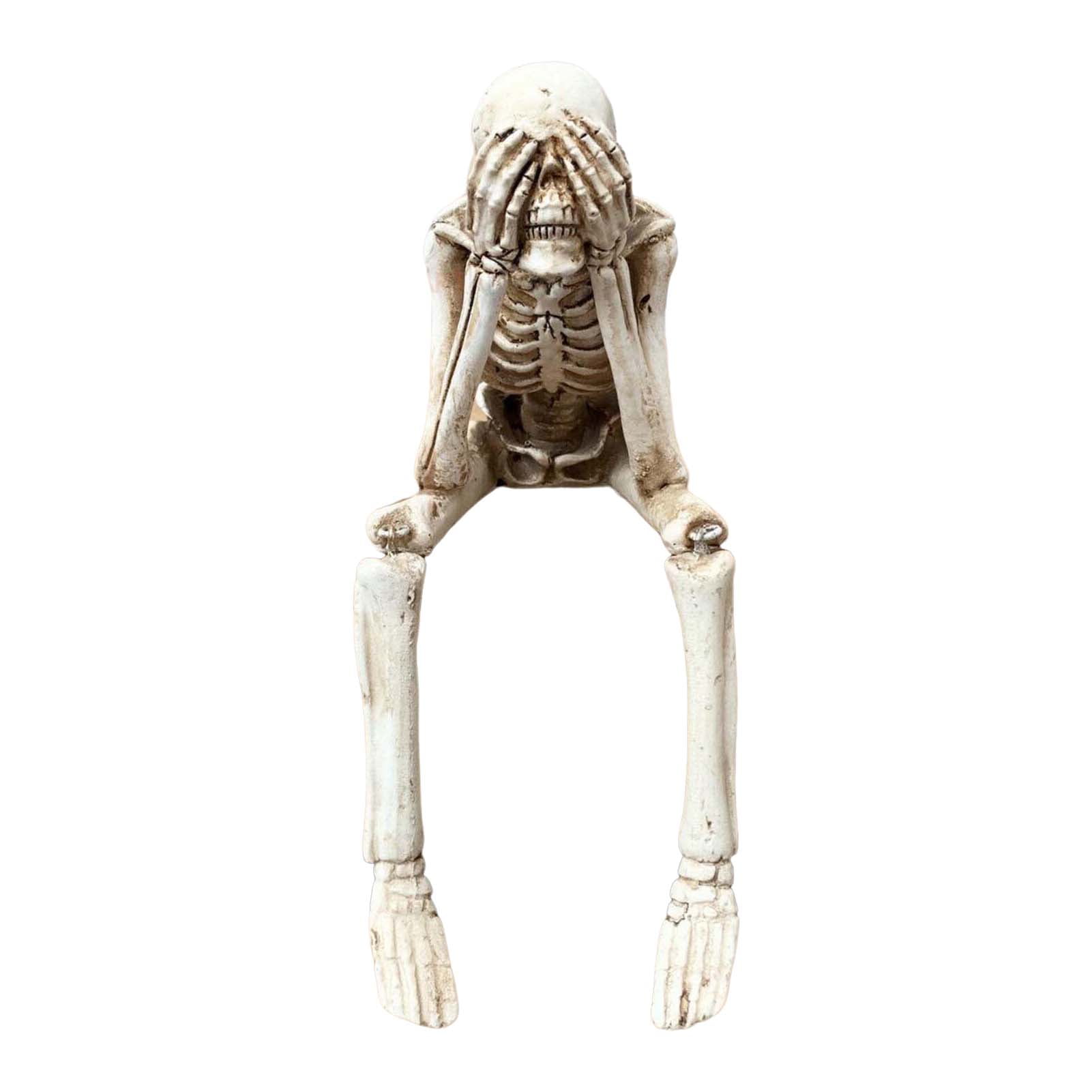 Halloween Skeleton Ornaments Resin Sitting Skull Figurines Movable ...