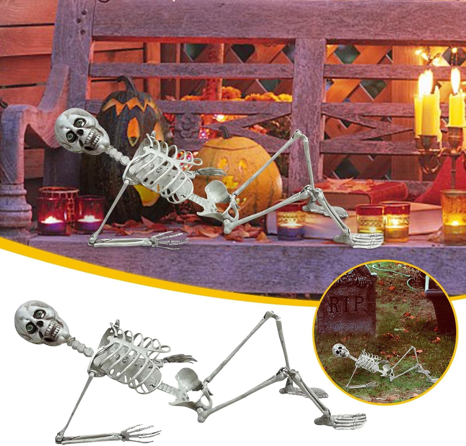 Halloween Skeleton Prop Human Full Size Skull Hand Life Body Anatomy ...
