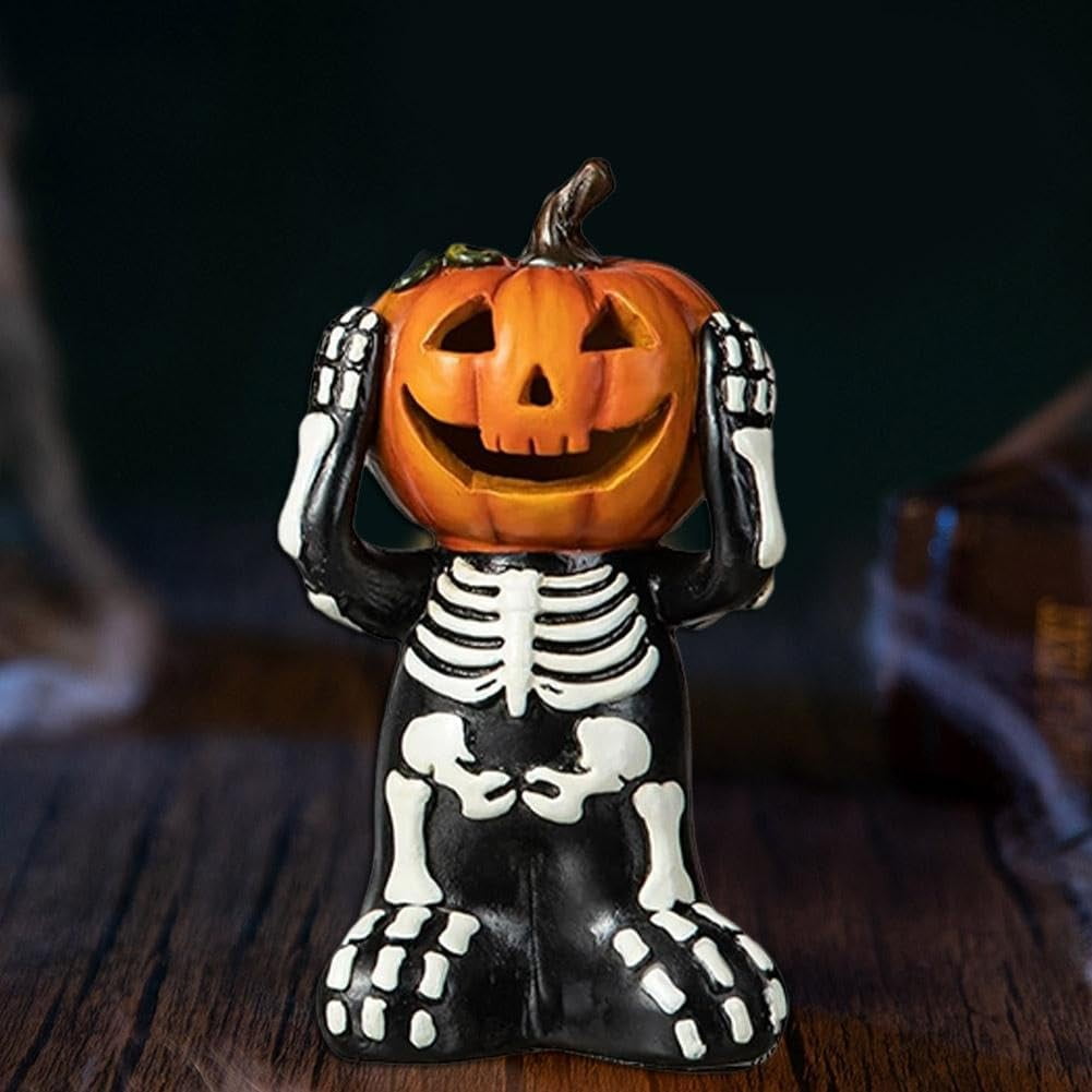 Halloween Skeleton Pumpkin Decor Set - Hear No Evil Halloween Decor - 3 ...