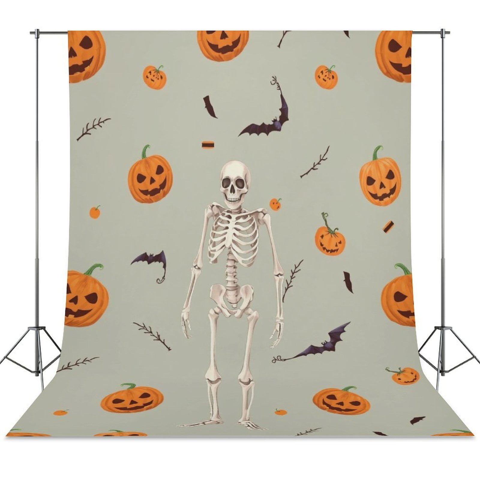 Halloween Skeleton Pumpkins Bats Party Backdrop Birthday Decoration ...