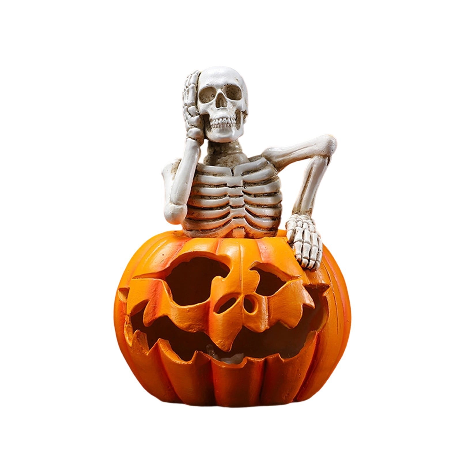 Halloween Skeleton Sitting in Pumpkin Decoration, Realistic Resin ...