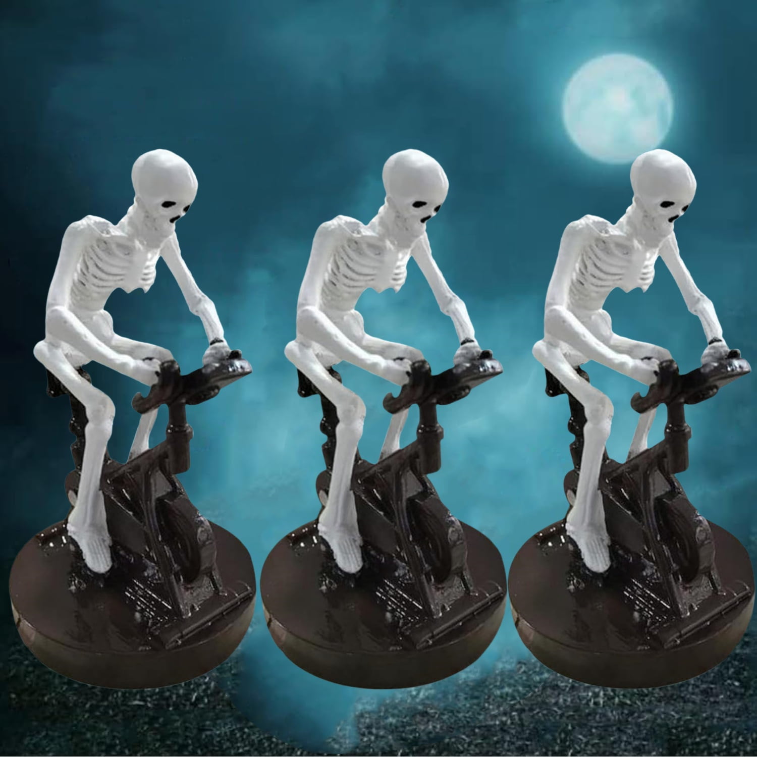 Halloween Skeleton, Skeleton Riding Bike Figurines 5.9x3.34 Funny ...