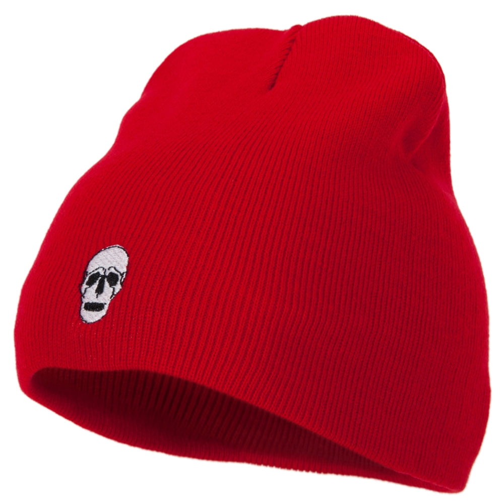 Halloween Skeleton Skull Embroidered 8 Inch Knitted Short Beanie - Red ...