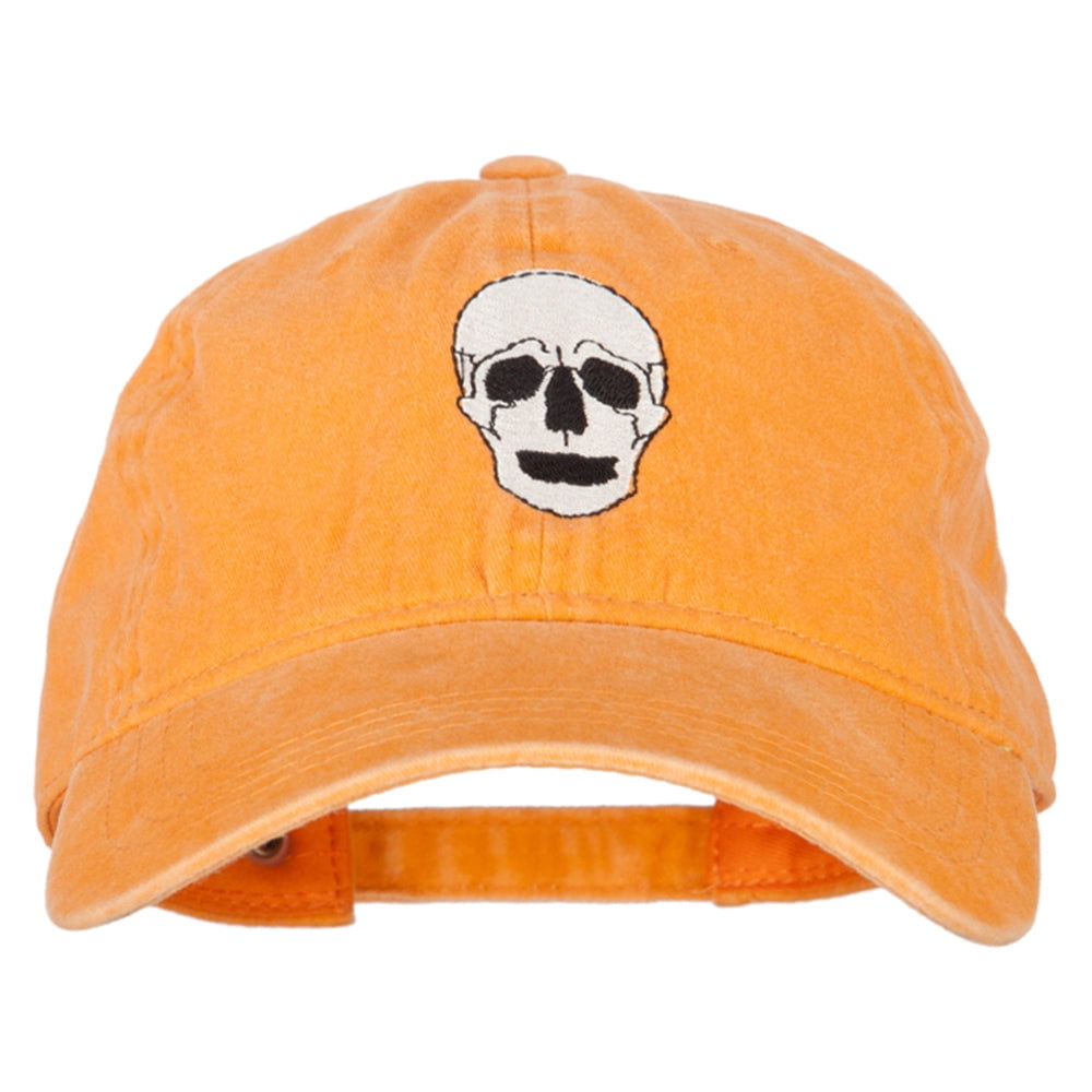 Halloween Skeleton Skull Embroidered Washed Cotton Twill Cap - Orange ...