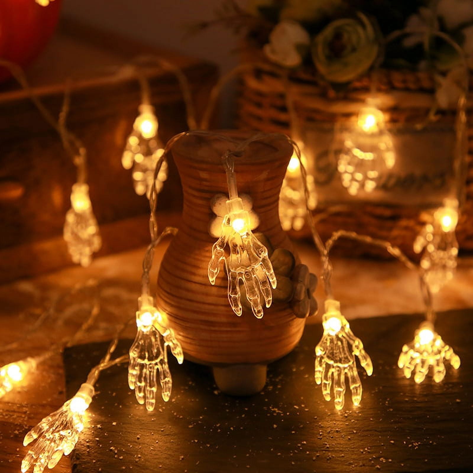 Halloween Skeleton Skull Hand String Lights, Battery 20 LEDs Scary ...
