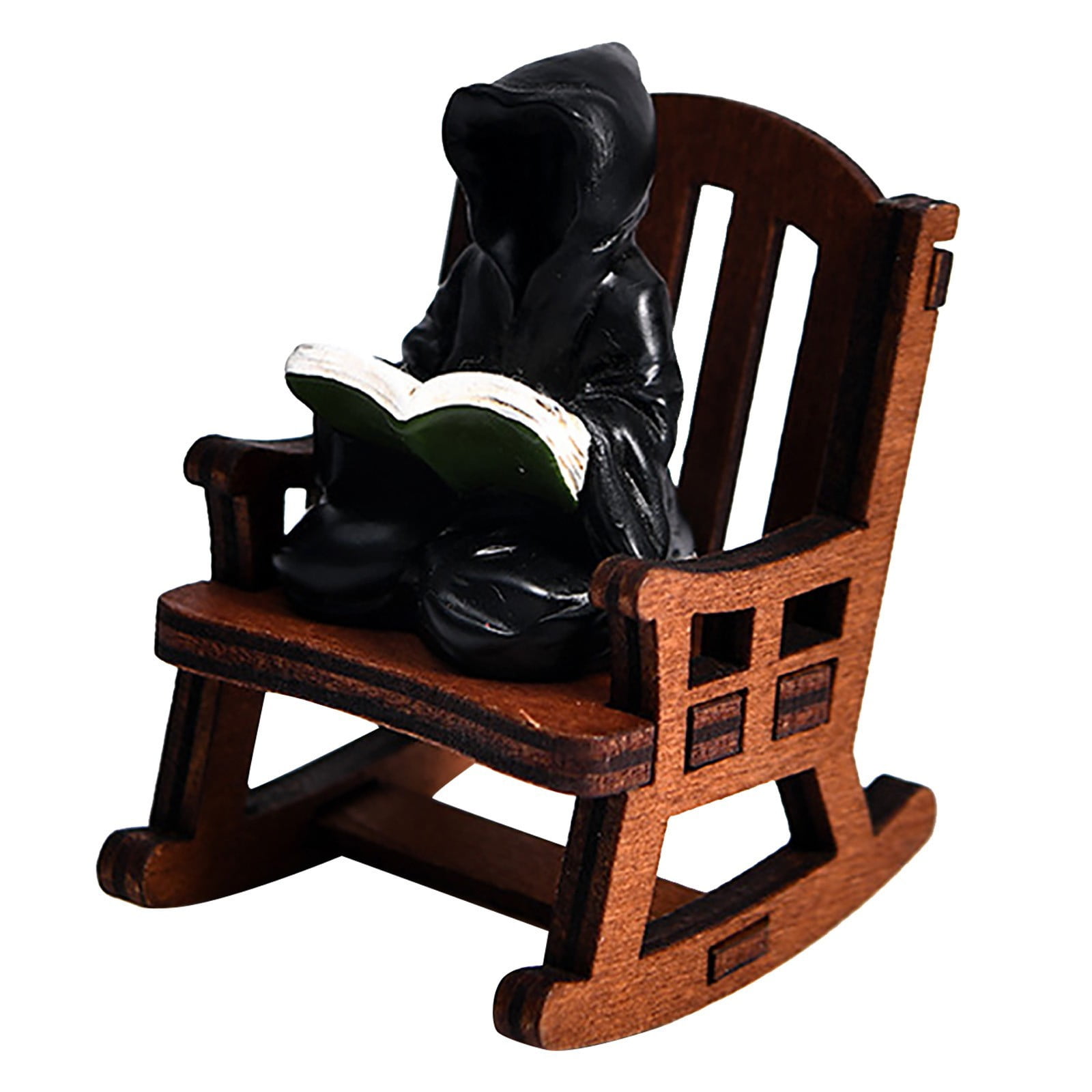 Halloween Skeleton Statues Rocking Chair Decor, Scary Witch Sculpture ...