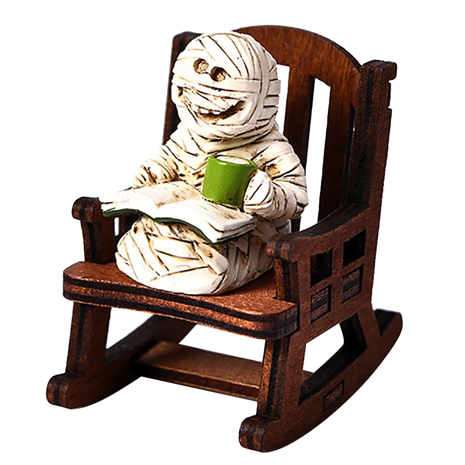 Halloween Skeleton Statues Rocking Chair Decor, Scary Witch Sculpture ...