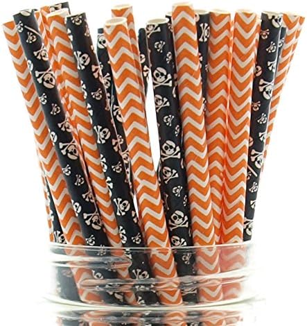 Halloween Skeleton and Chevron Party Straws (50 Pack) - Halloween ...