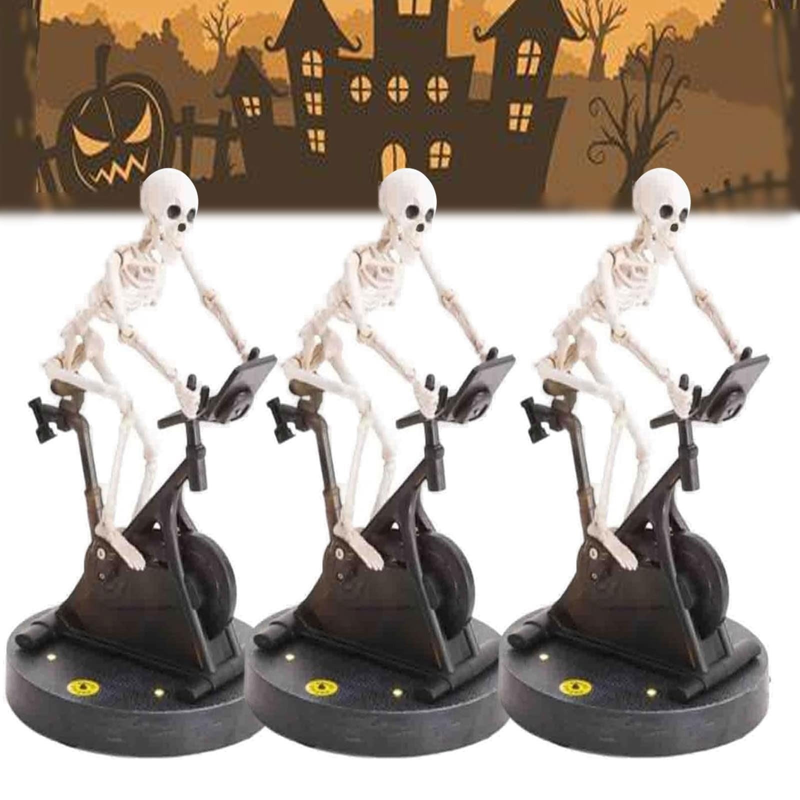 Halloween Skeletons Animated Skeleton Riding Exercise Bike Halloween ...