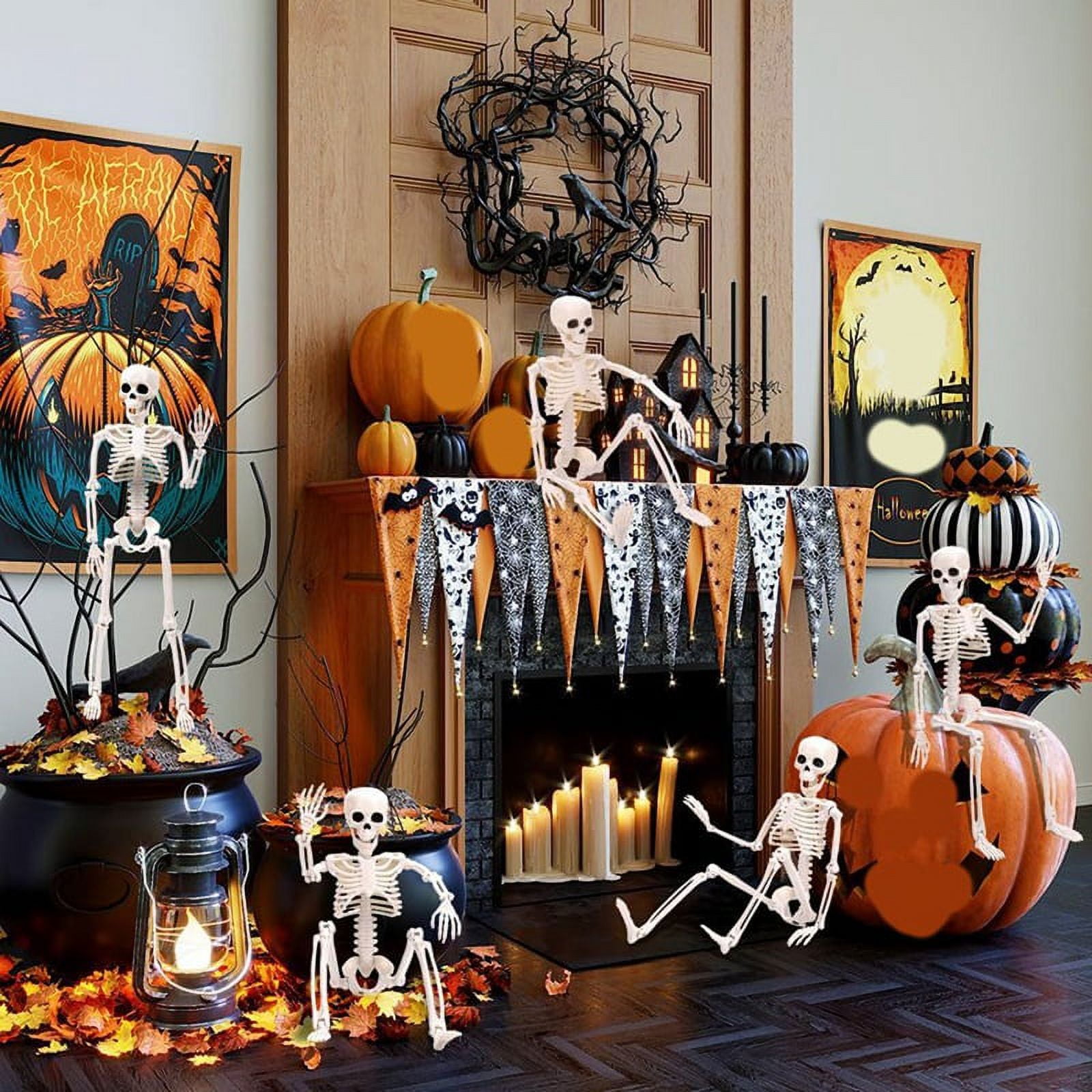 Halloween Skeletons Decorations, Posable Plastic Skeleton, Full Body ...