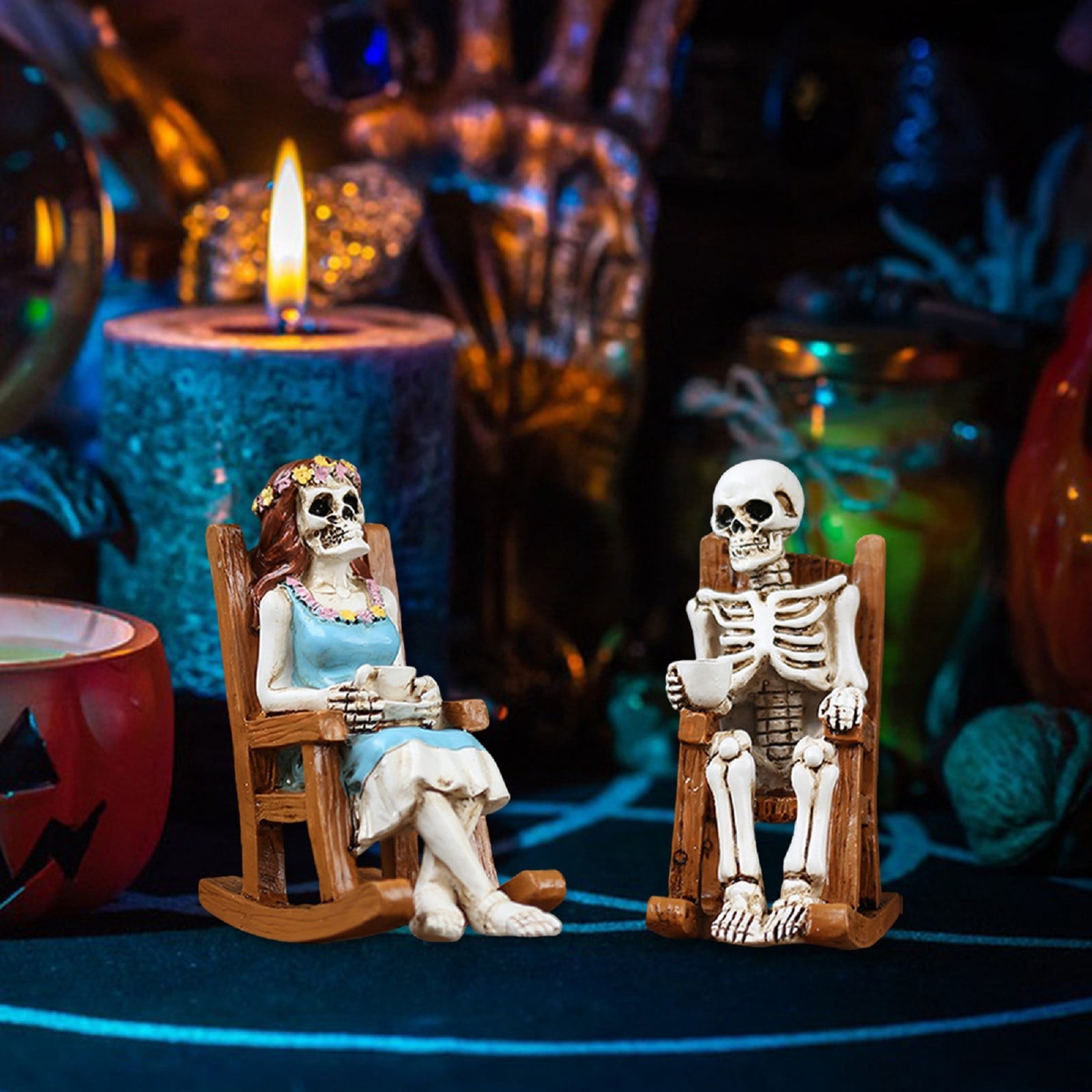 Halloween Skeletons - Rocking Chair Skeleton Resin Ornaments for Home ...