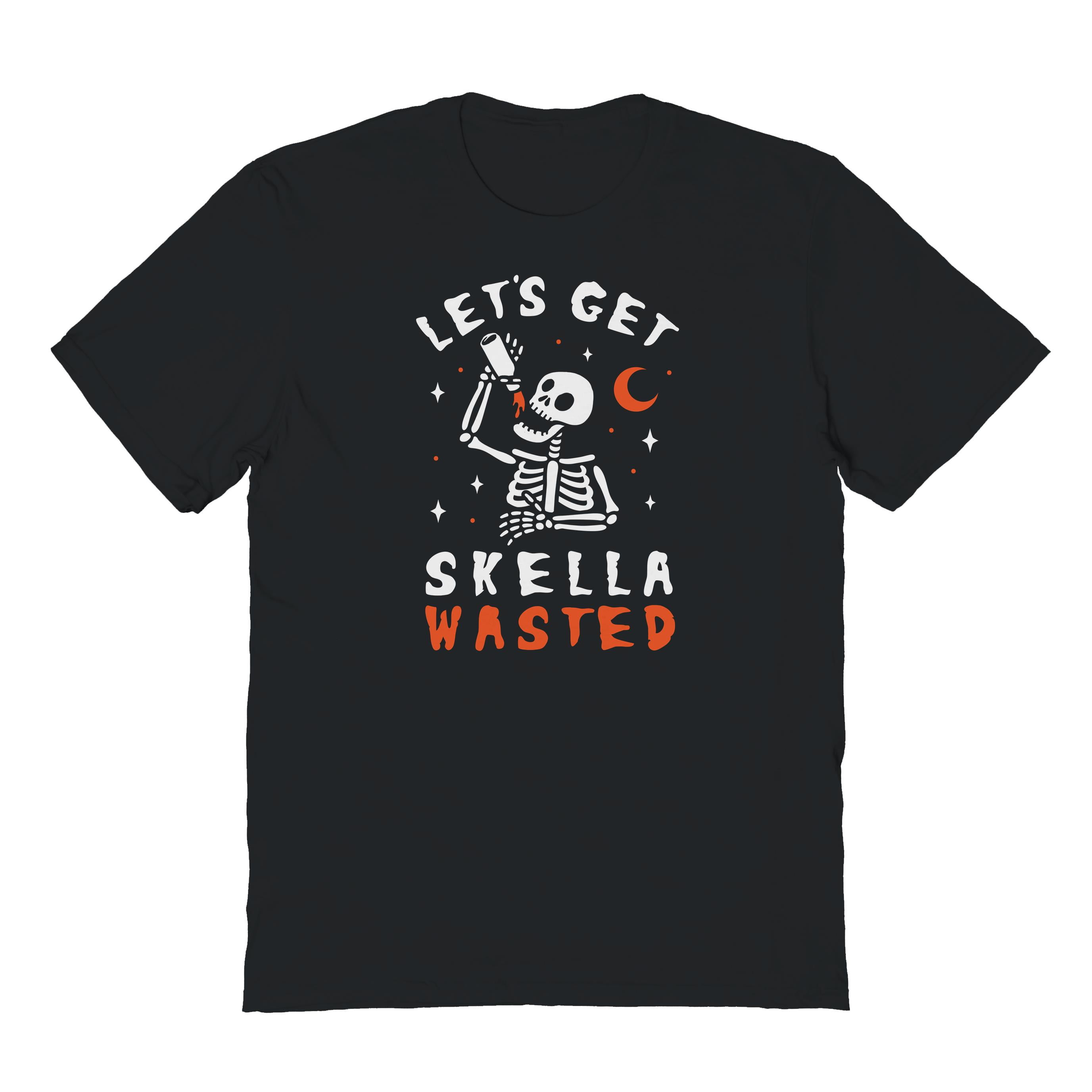 Halloween Skella Wasted Graphic Black Men's Cotton T-Shirt - Walmart.com