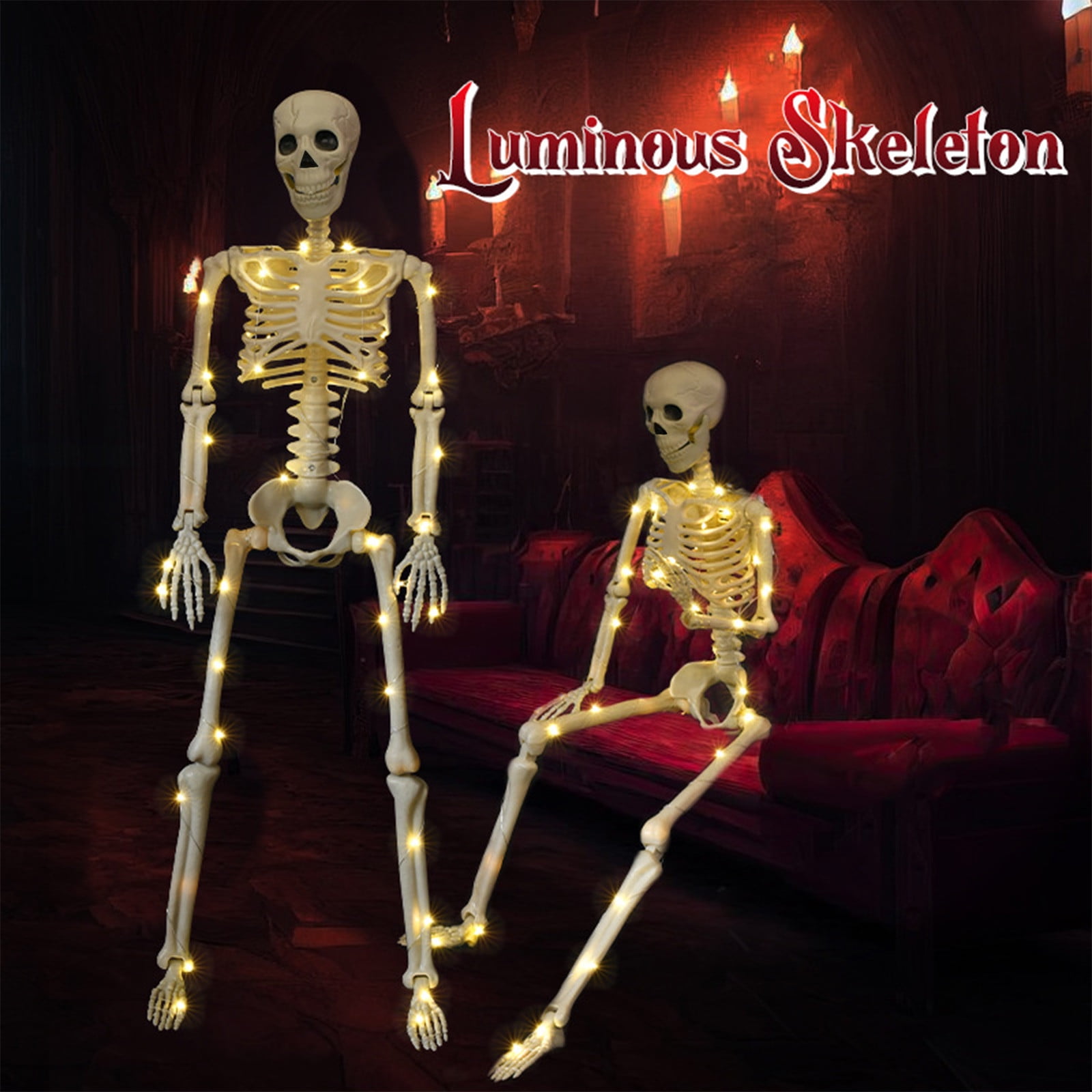 Halloween Skull Decor, 35.4 Inch Skull Halloween Skeleton Lighting Kits ...