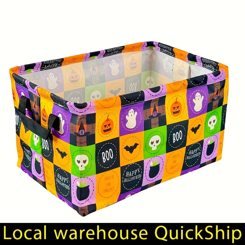 Halloween Skull Decorations Pumpkin Ghosts Storage Bins With Carrying ...