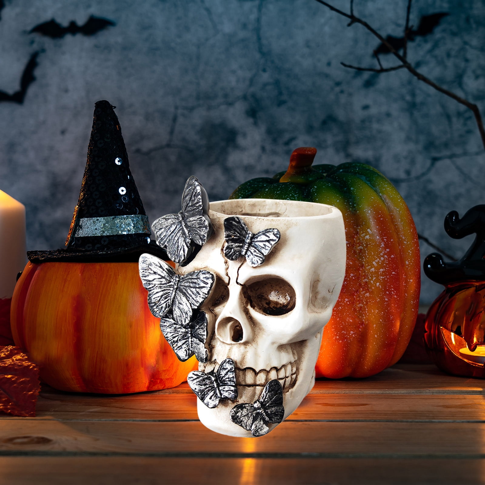 Halloween Skull Decorations, Realistic Resin Skull Ornament with ...