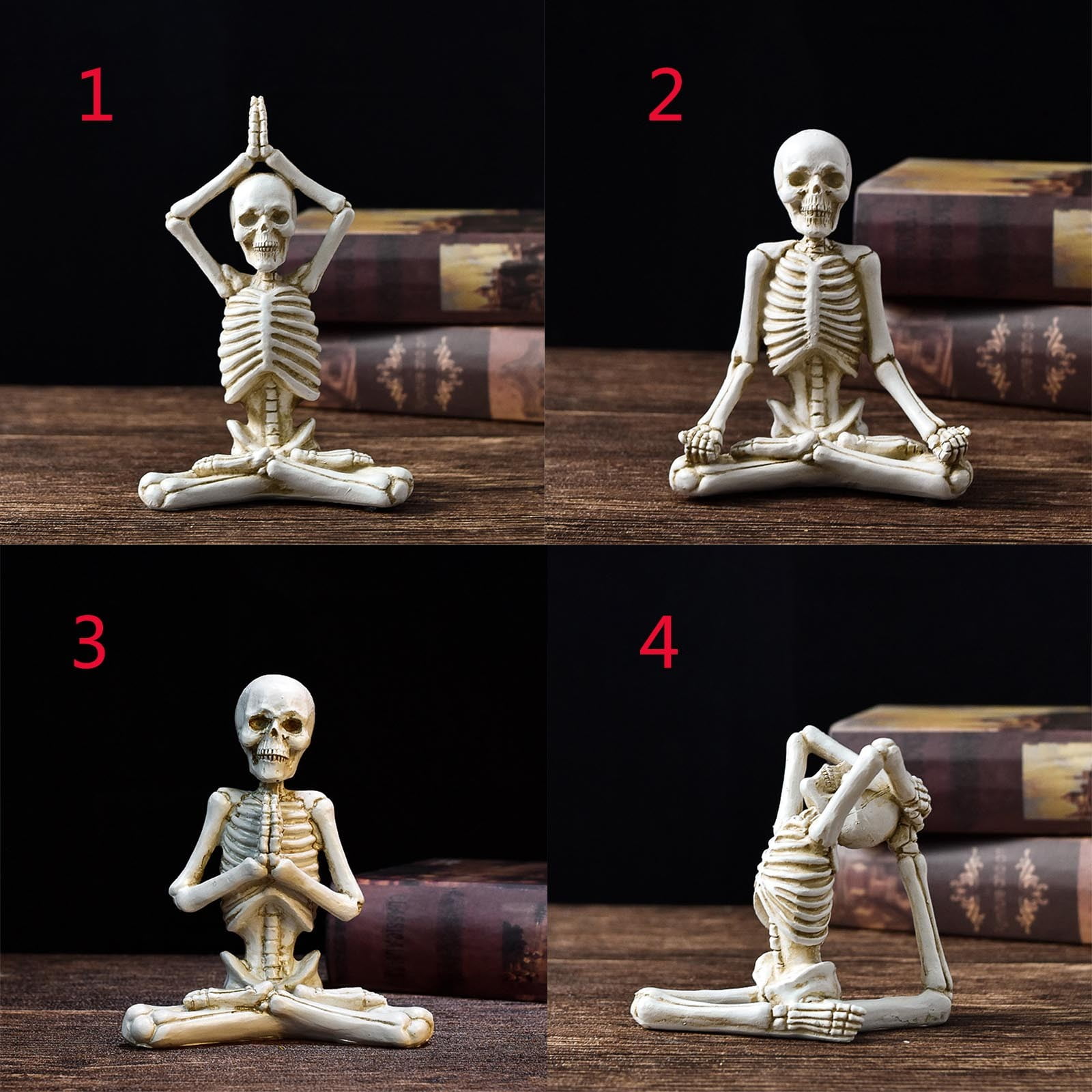 Halloween Skull Figurine - Small Yoga Human Skeleton Statue Skull ...