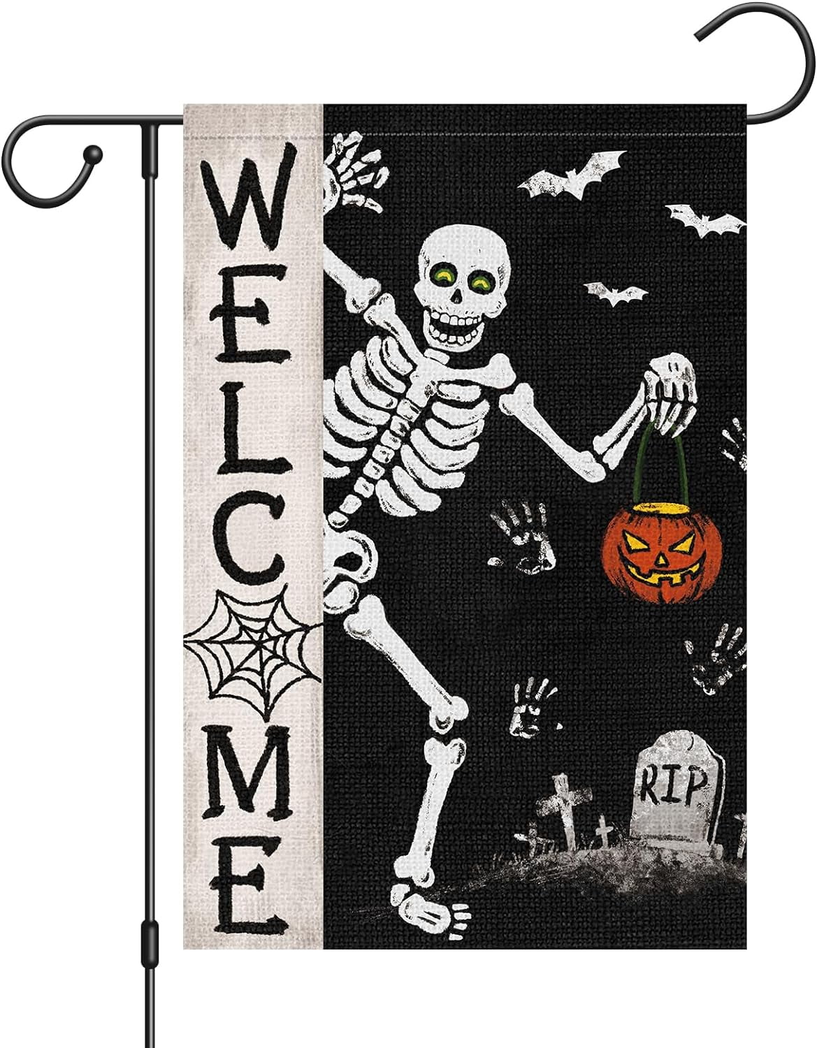 Halloween Skull Garden Flag Double Sided, Small Spooky Welcome ...