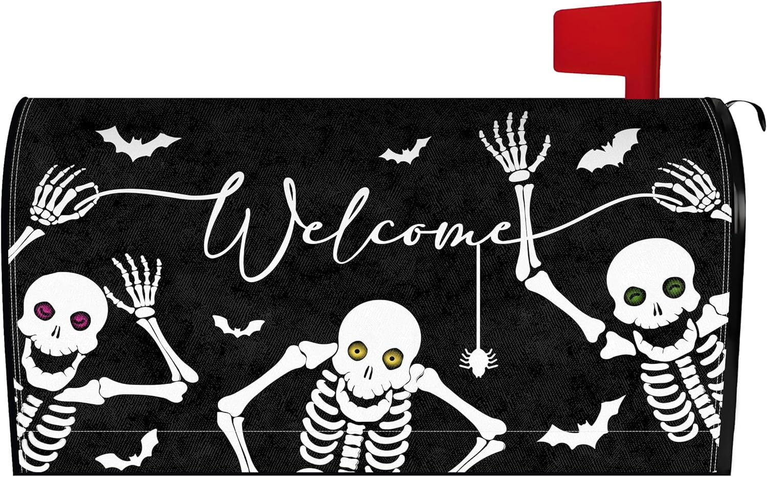 Halloween Skull Mailbox Cover 21x18 Inch, Halloween Skeleton Post ...