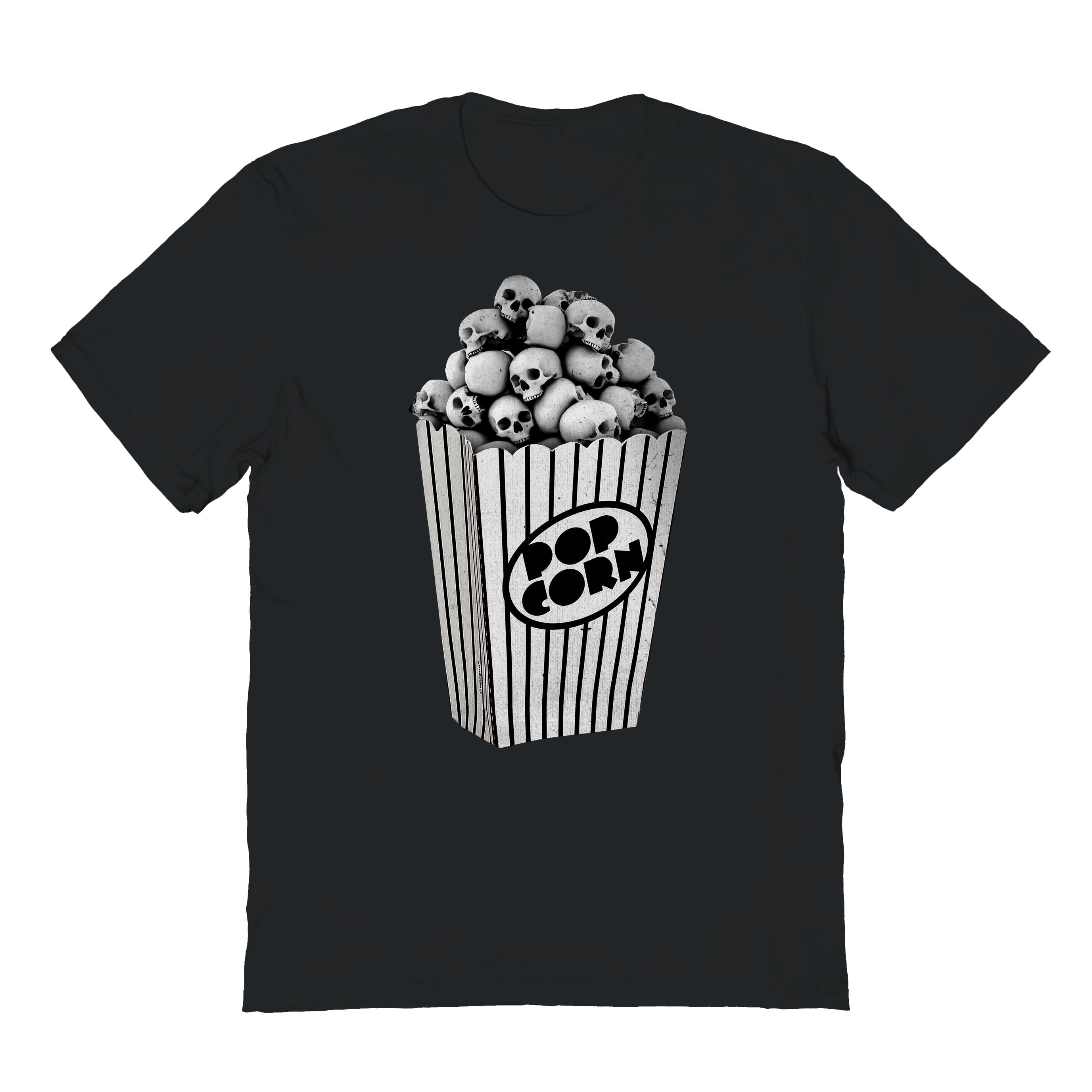 Halloween Skull Popcorn Graphic Black Men's Cotton T-Shirt - Walmart.com