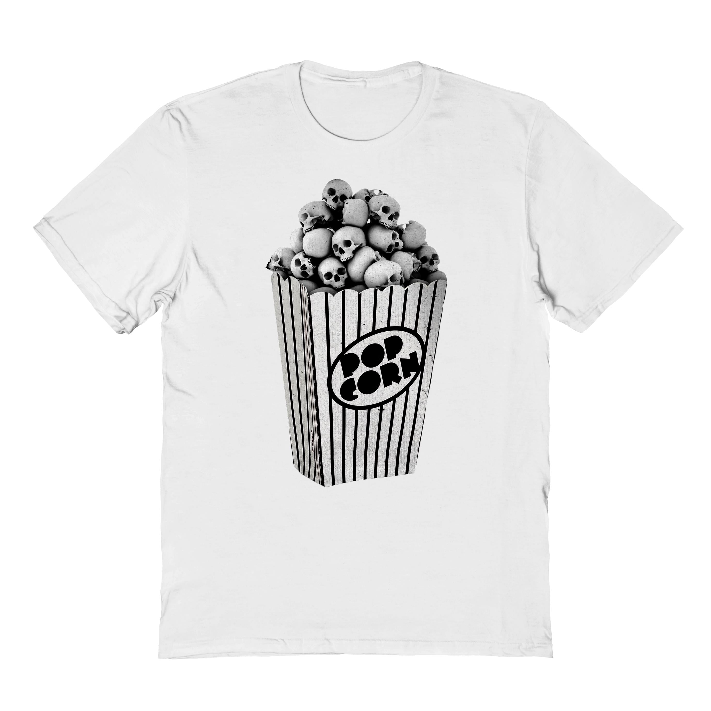 Halloween Skull Popcorn Graphic White Men's Cotton T-Shirt - Walmart.com