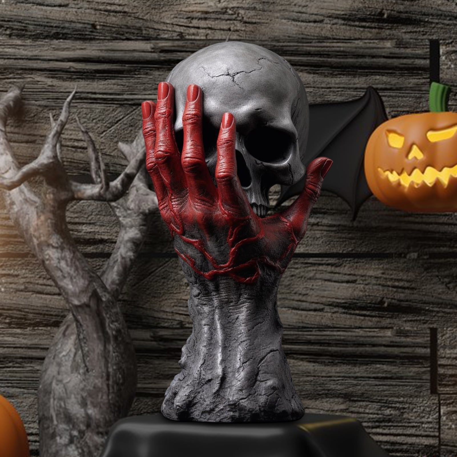 Halloween Skull Statue Resin Horror Realistic Skull Sculpture Gothic ...