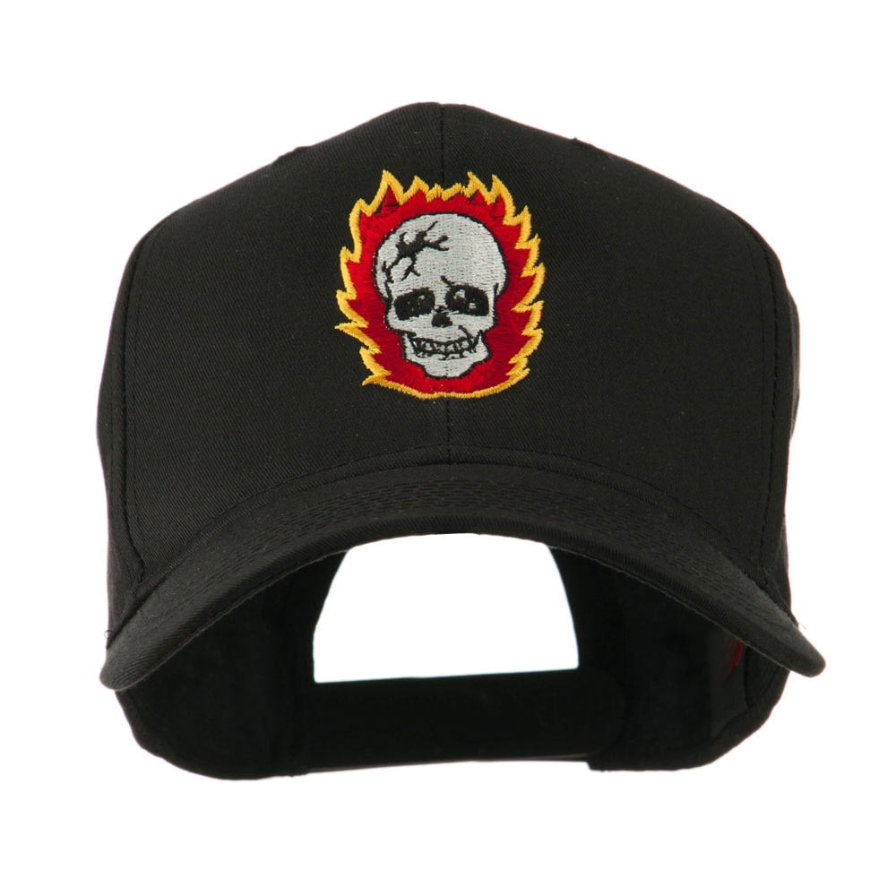 Halloween Skull with Flames Embroidered Cap - Black OSFM - Walmart.com