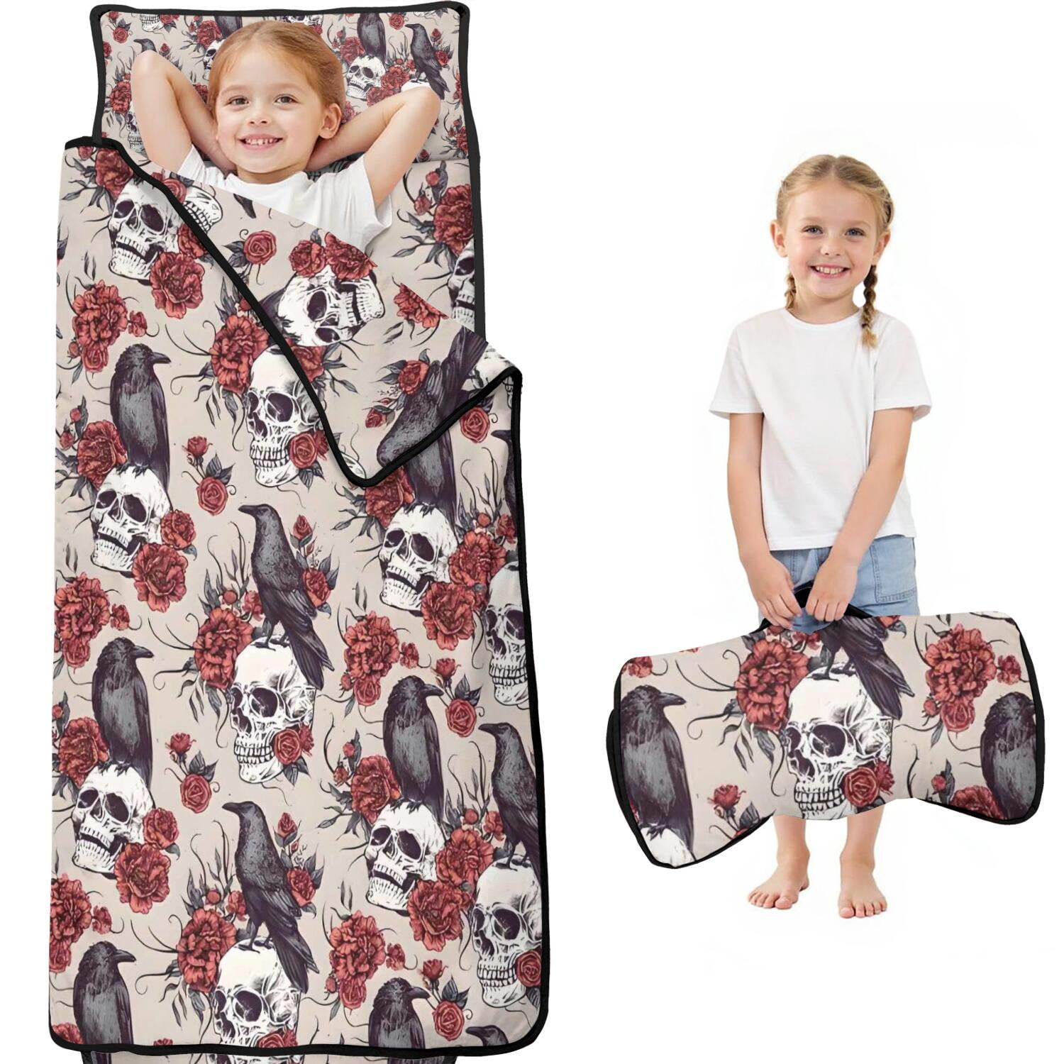 Halloween Skulls Ravens and Roses Toddler Nap Mats for Kids Preschool ...
