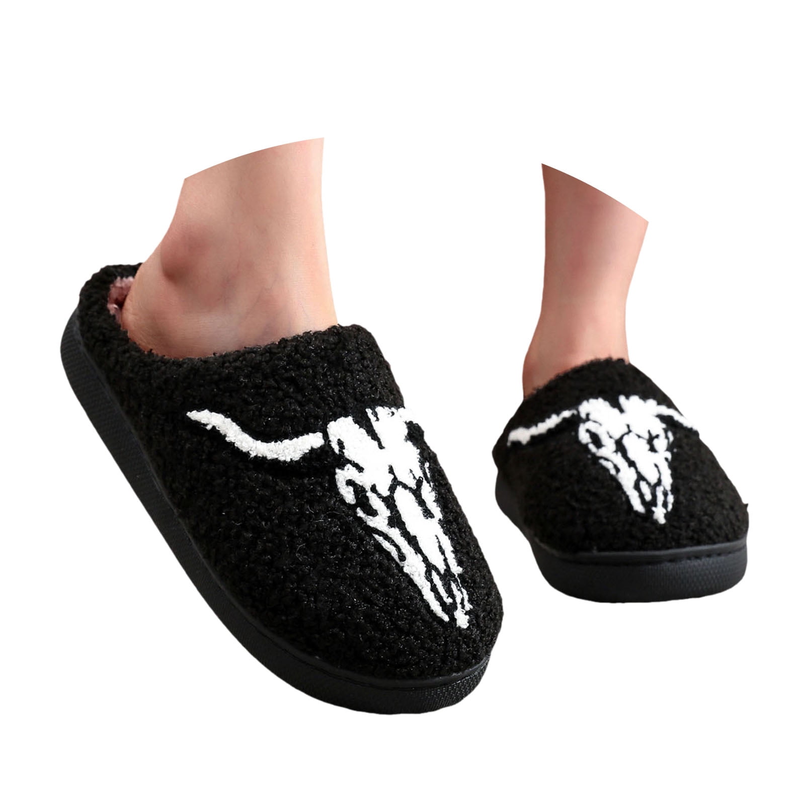 Halloween Slippers Spooky Ghost Slippers Cute Cozy Warm Plush Slip-On ...