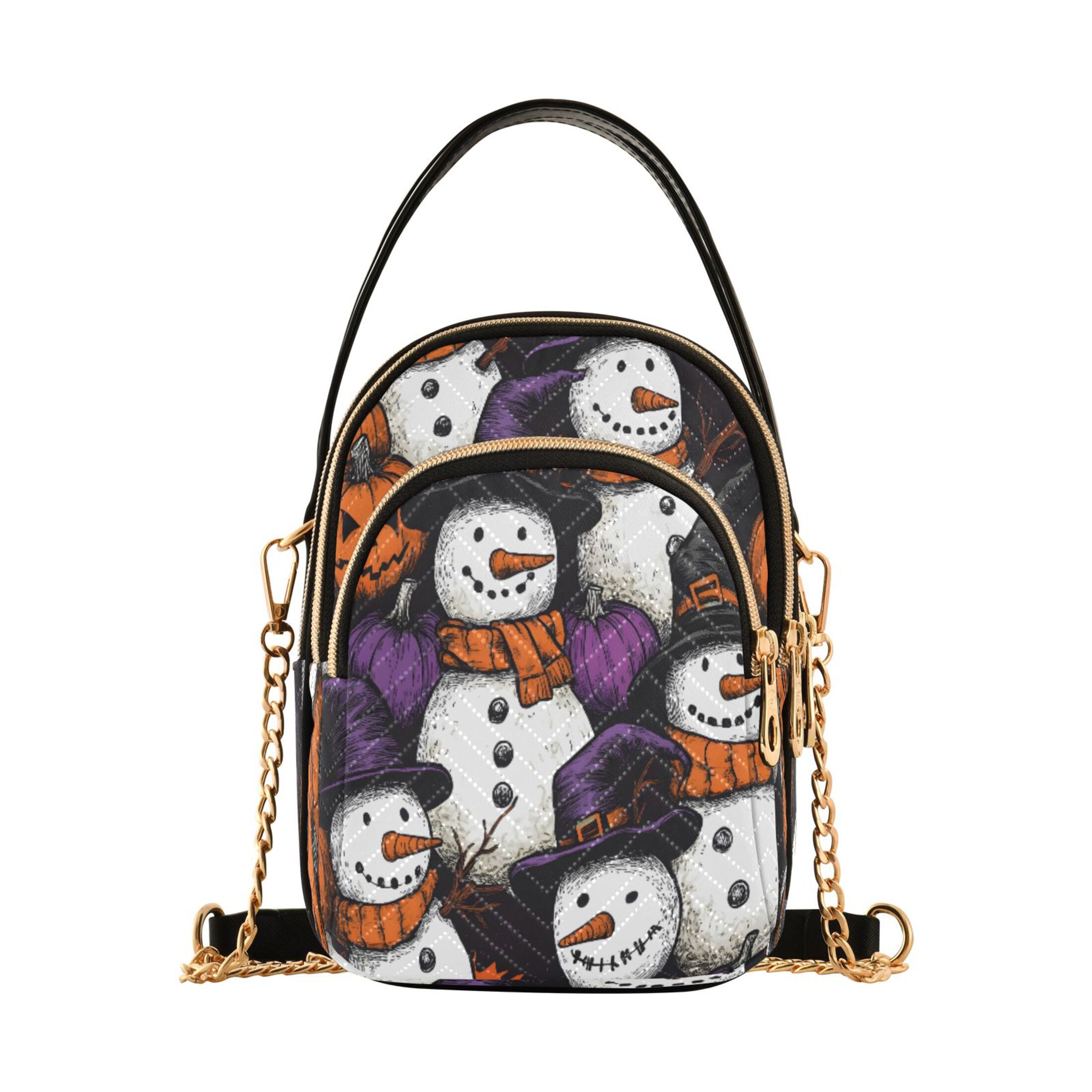 Halloween Snowman Women's Crossbody Handbags Leather Crossbody Bags ...