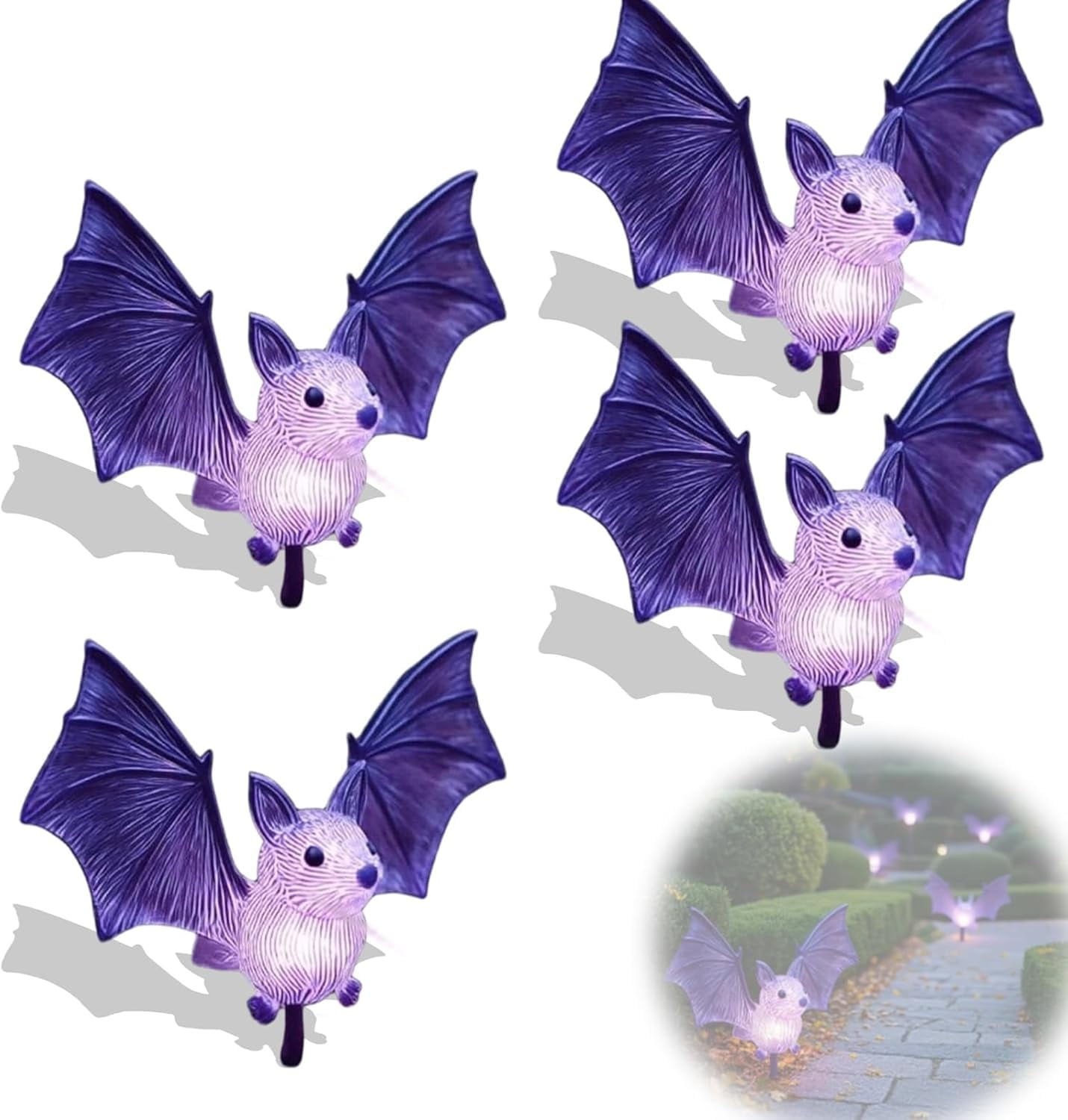 Halloween Solar Bat Pathway Lights, Waterproof Purple bat Stake Lights ...