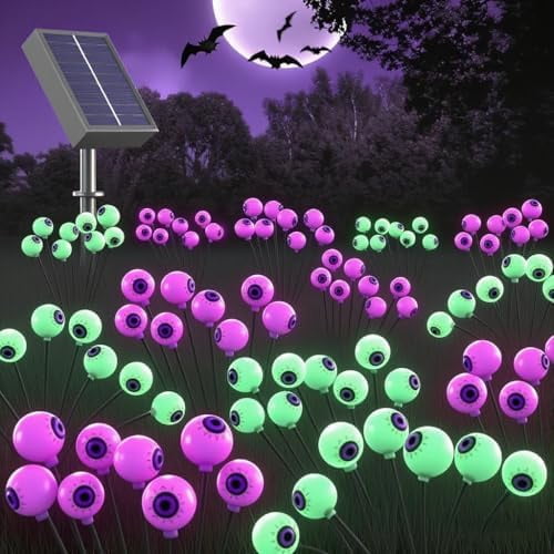 Halloween Solar Eyeball Lights Outdoor Waterproof 4 Pack 32 LED Scary ...