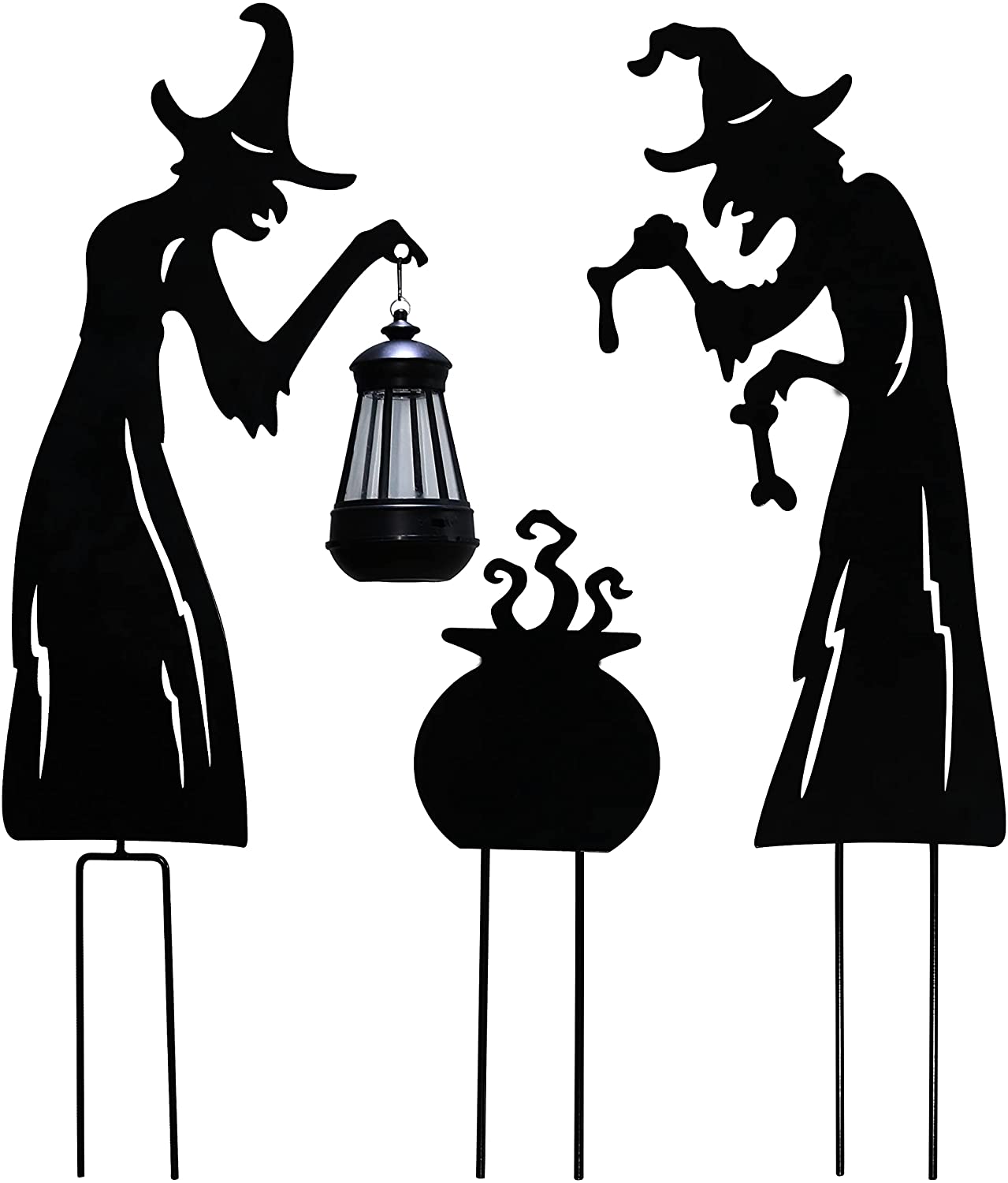 Halloween Solar Light Outdoor, Witch Shaped 3 Pack Retro Warm White LED ...