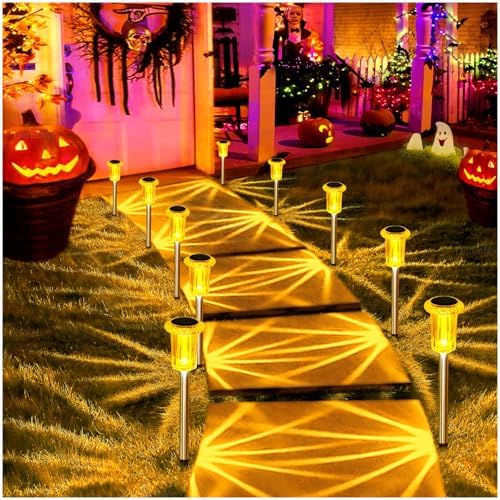 Halloween Solar Lights Outdoor 10 Pack Purple LED Waterproof Yard ...